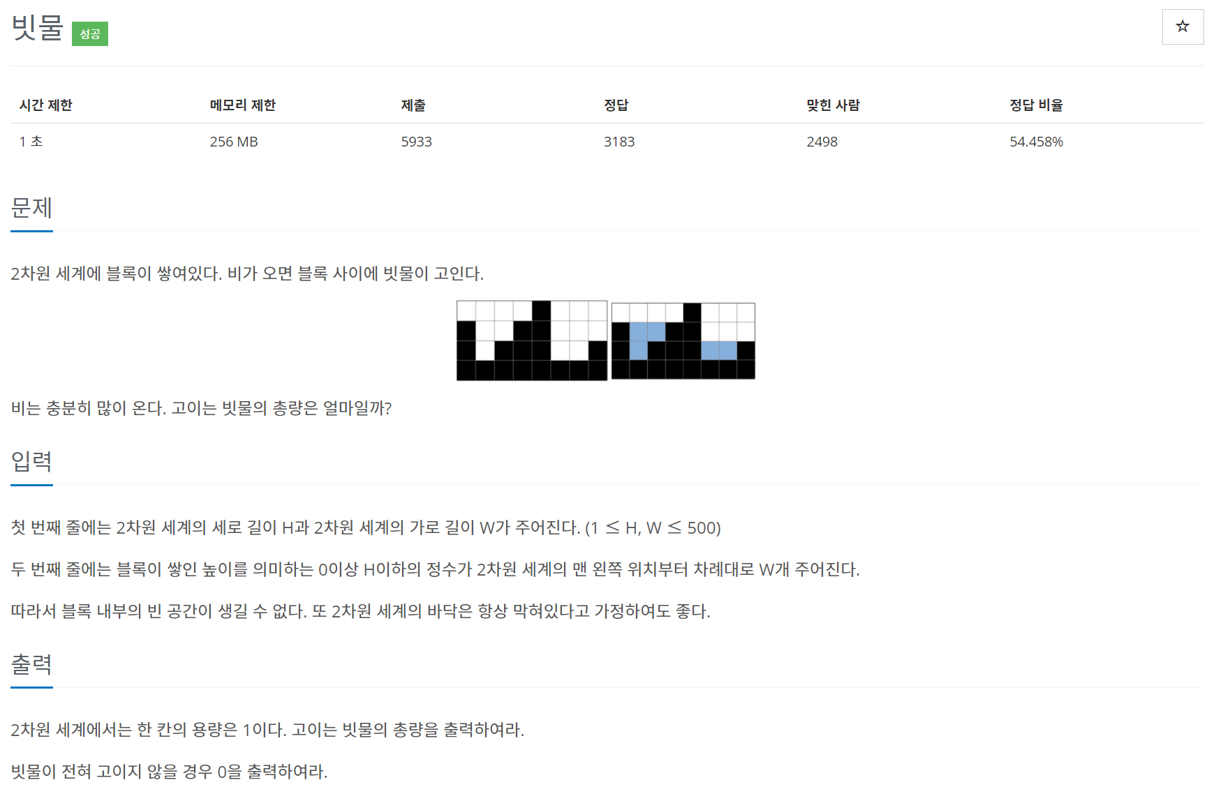 [구현] BOJ_14719 빗물 "JAVA"