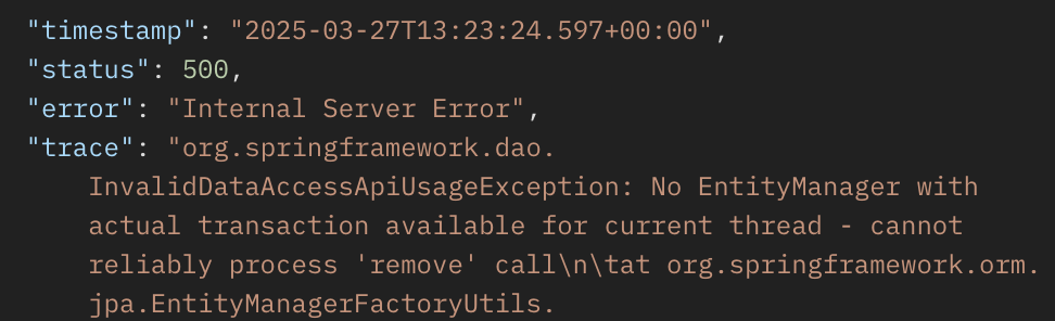No EntityManager with actual transaction available for current thread