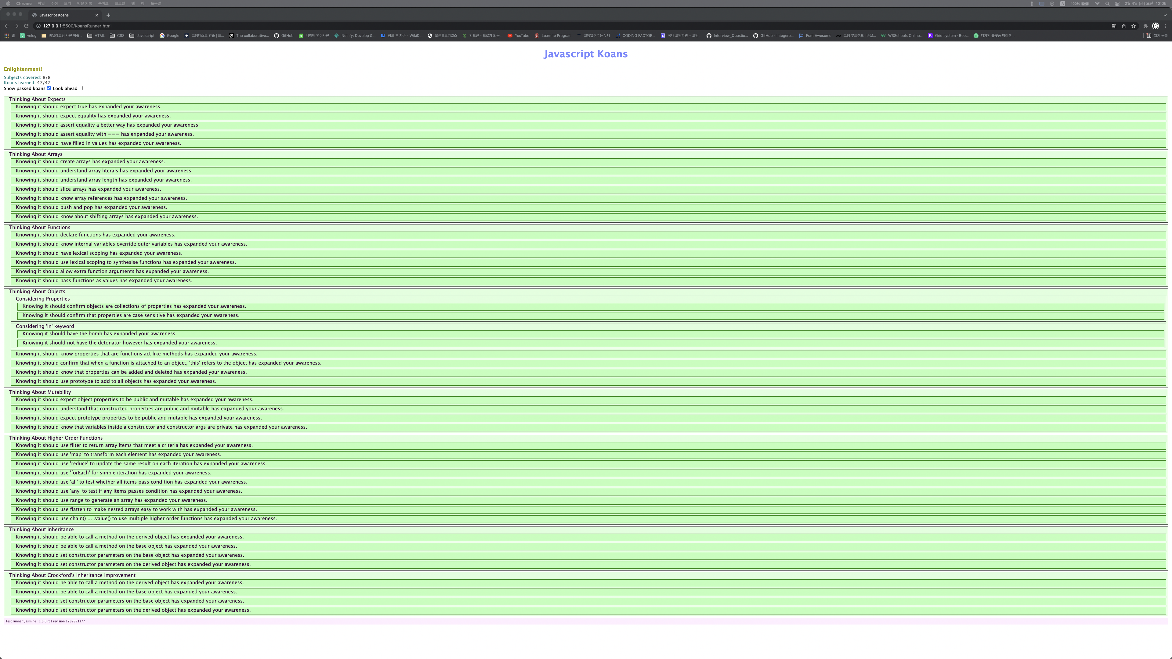바닐라코딩 Starter Kit - STEP 4 - JavaScript in Depth - JavaScript Koans