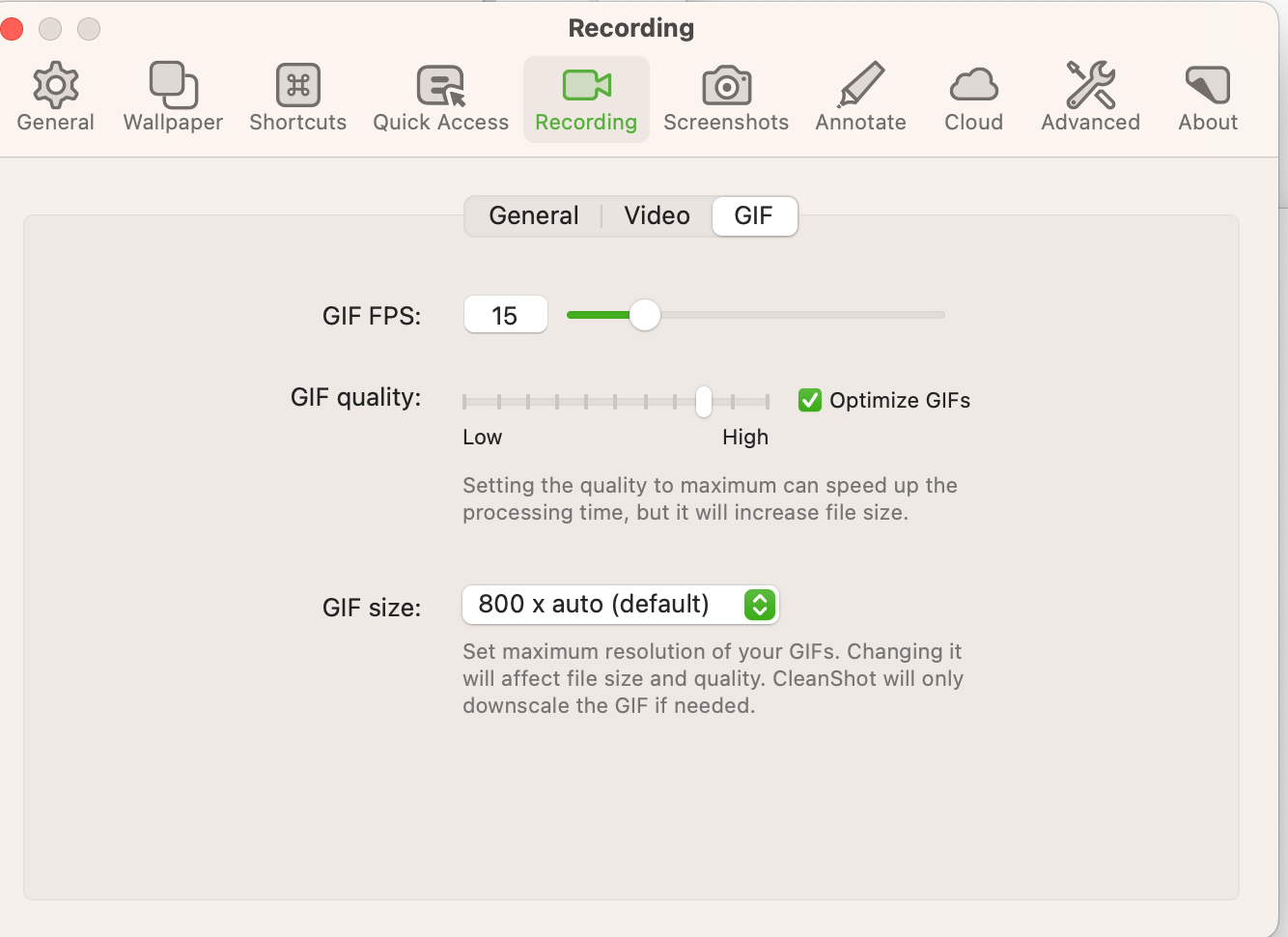 my Cleanshot X settings
