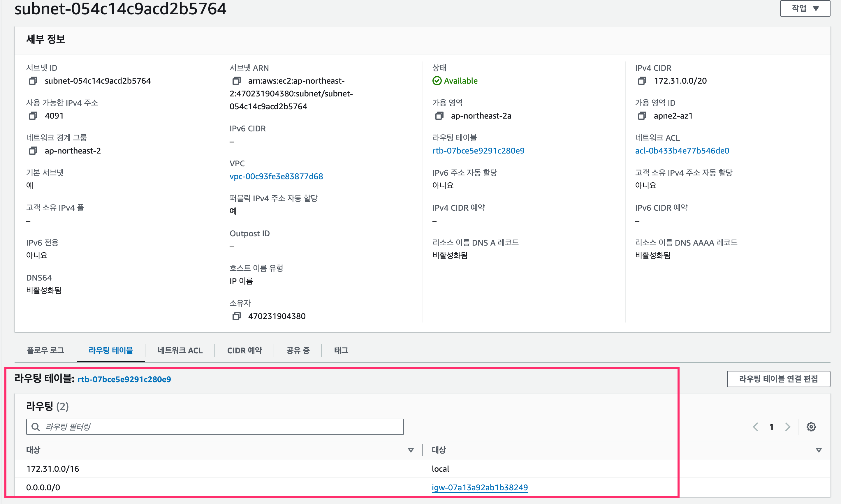 VPC, Subnet, Routing Table, Security Group
