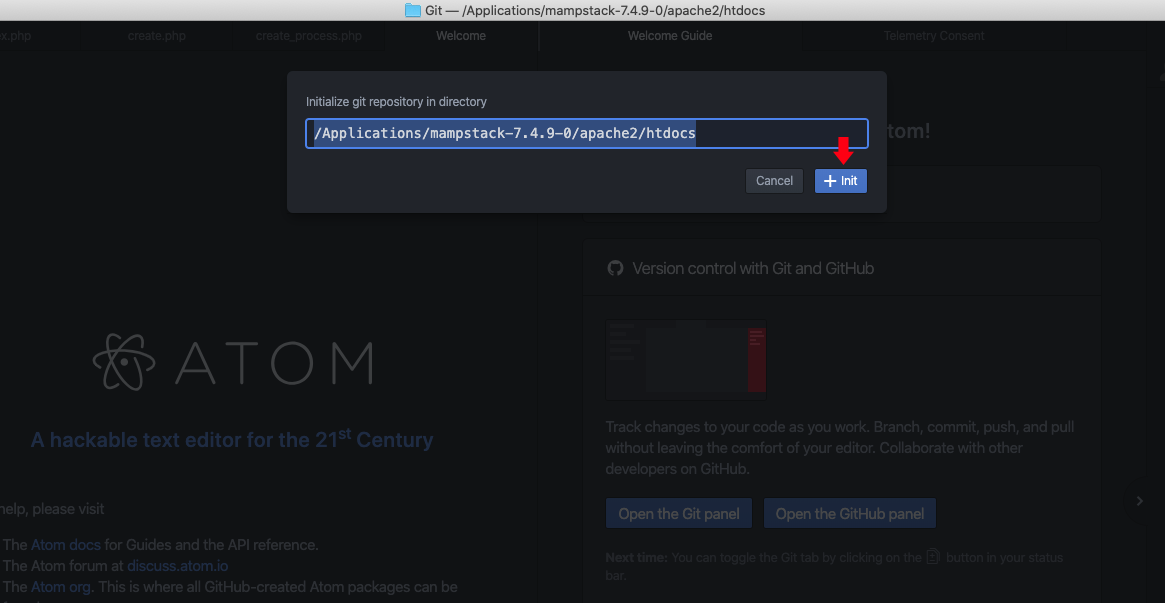 Git-Atom 연동하기