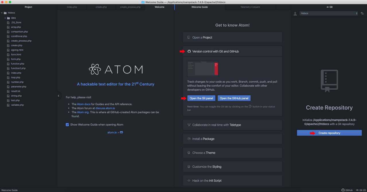 Git-Atom 연동하기
