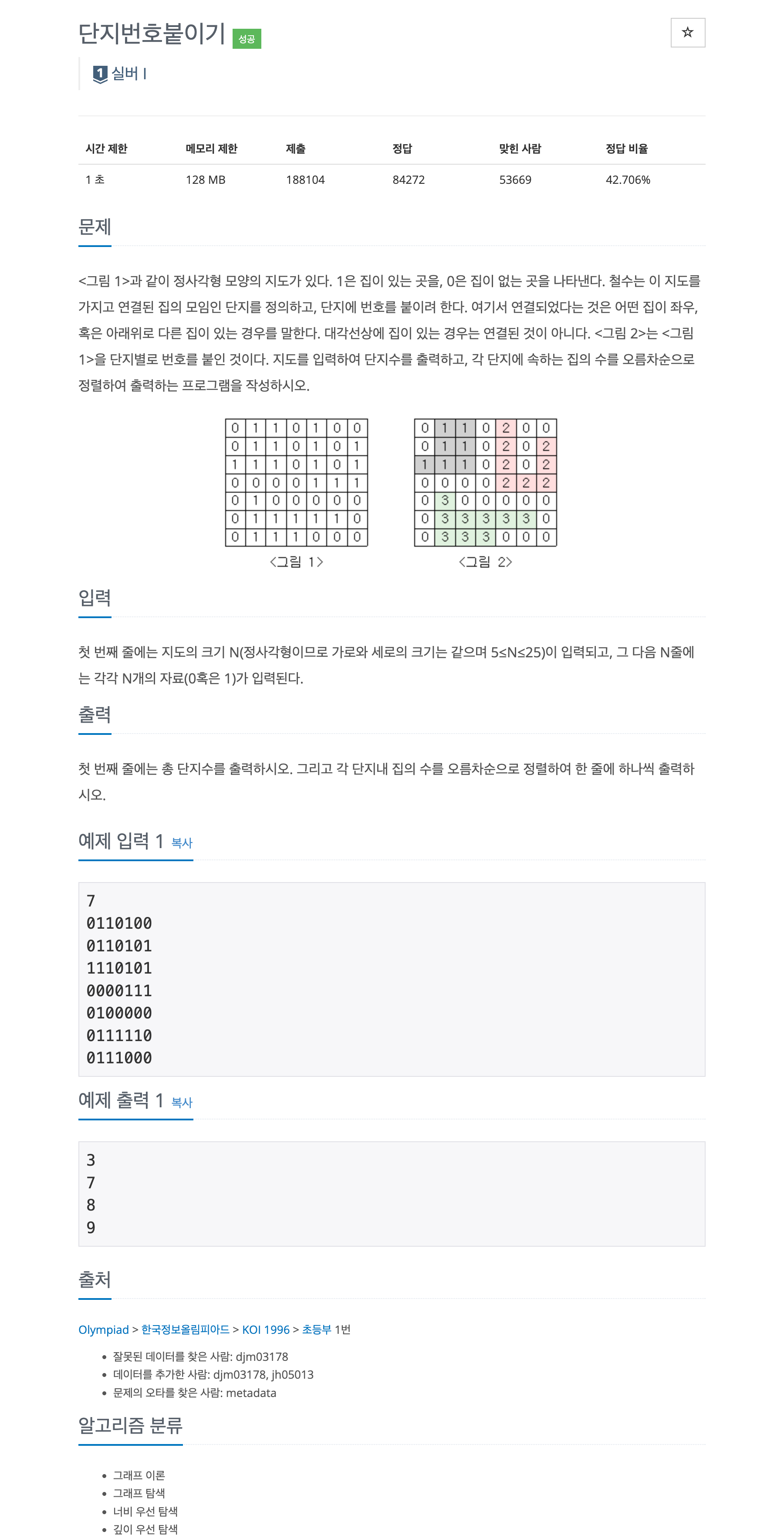 백준 2667 - 단지번호붙이기