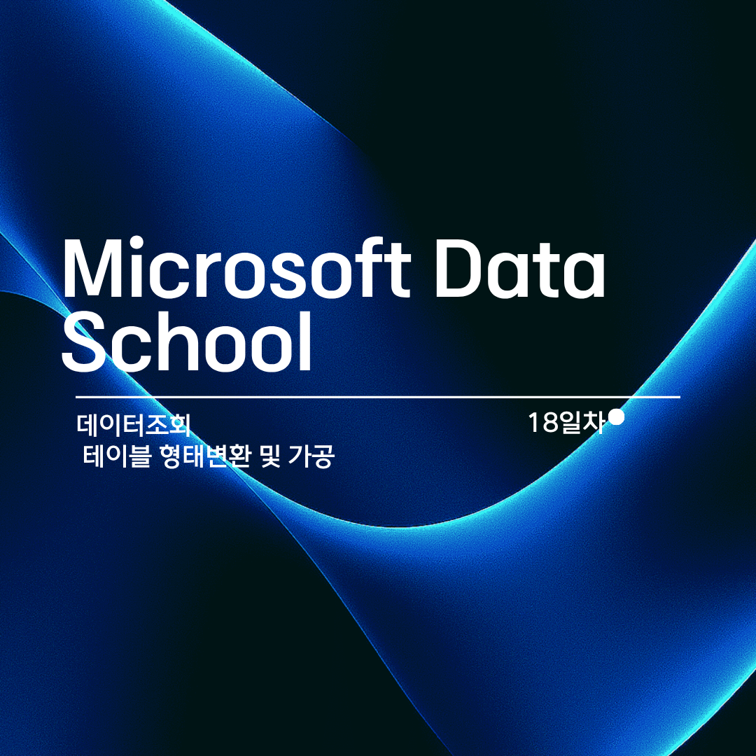 [Microsoft Data School] 18일차 - 데이터조회, 테이블 형태변환 및 가공