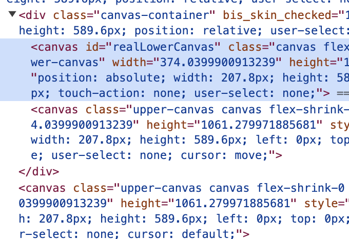 Lower and Upper Canvas in FabricJS