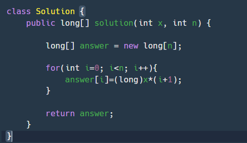 Programmers/Lv.1]x만큼 간격이 있는 n개의 숫자