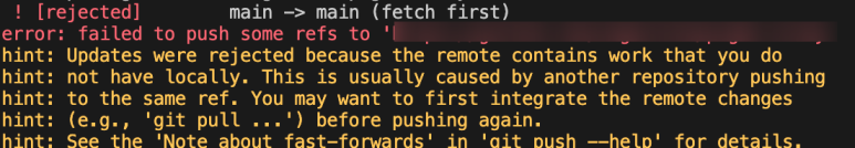 ! [rejected] main -> main (fetch first)