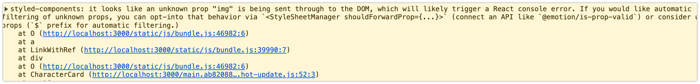 styled-components: it looks like an unknown prop