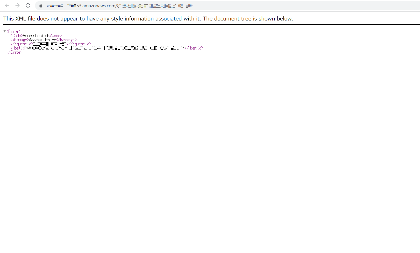 [에러] This XML file does not appear to have any style information ...