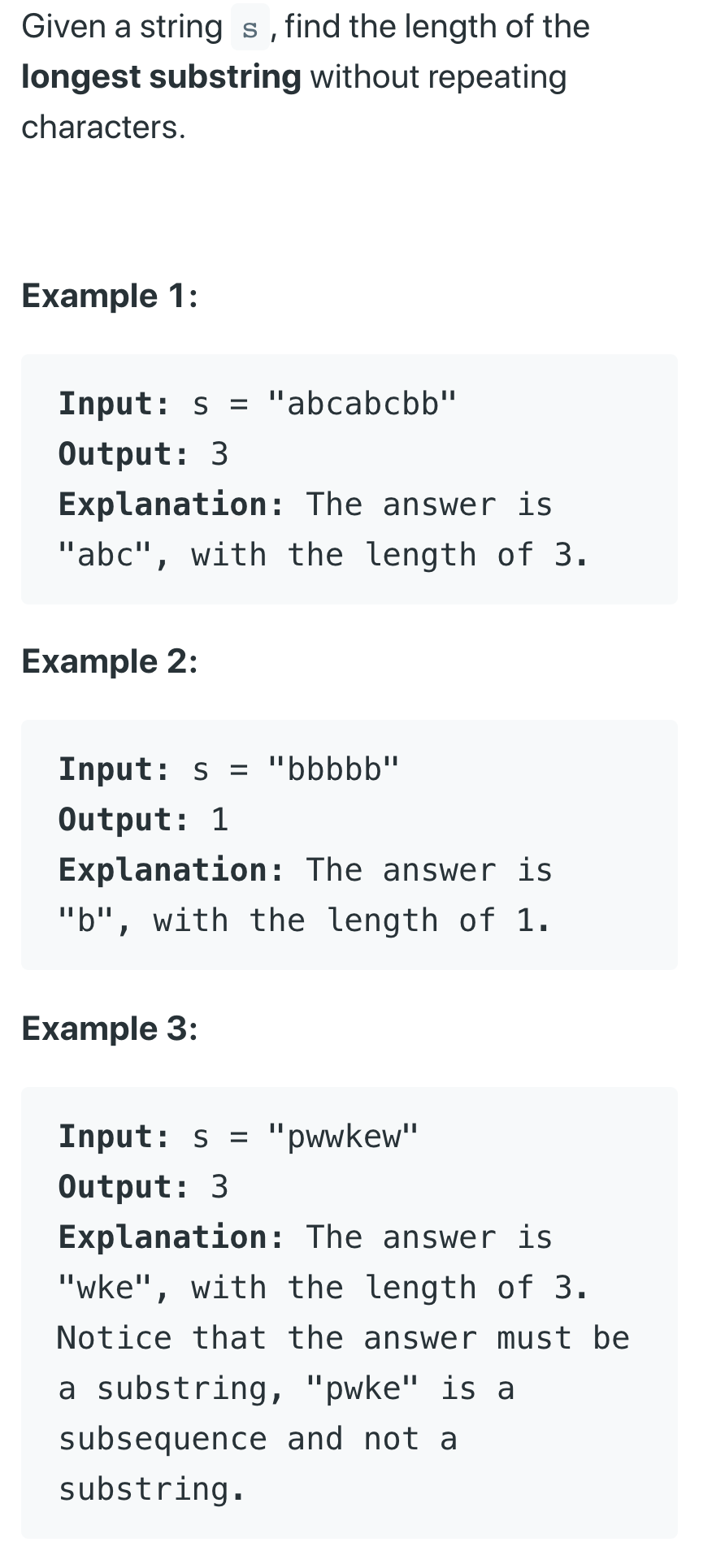  Leet Code Longest Substring Without Repeating Characters java 