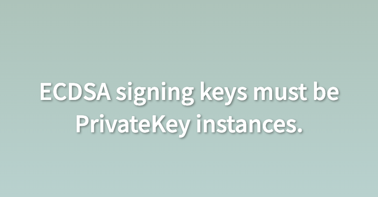 [ERROR] ECDSA signing keys must be PrivateKey instances.