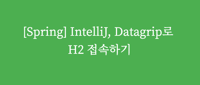 [Spring] IntelliJ, Datagrip로 H2 접속하기