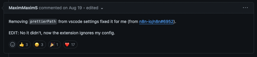 Prettier Invalid Host Defined Options Error