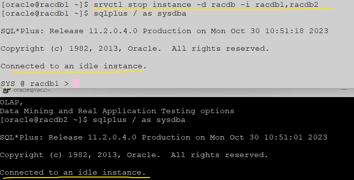 [RAC]23.10.30_파라미터파일,컨트롤파일 재생성, session kill