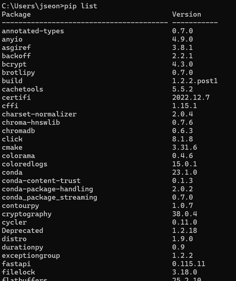 python 패키지 목록 모두 조회,삭제,설치