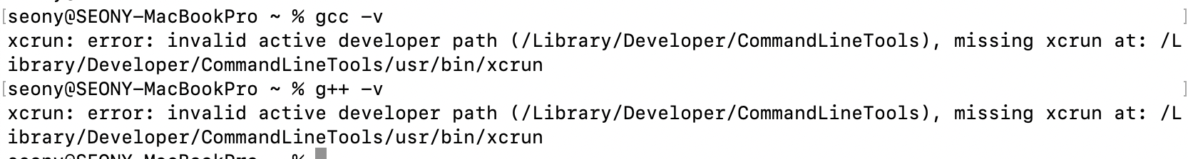 MacOS 업데이트 xcrun: error: invalid active developer path 에러가 발생할 경우 해결법