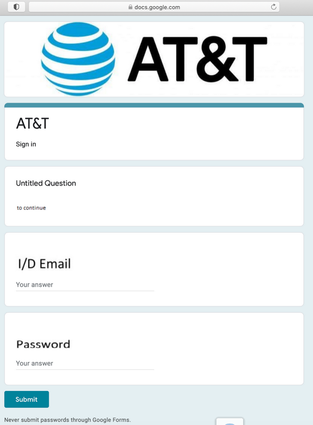 Creation and application of Google form Phishing site