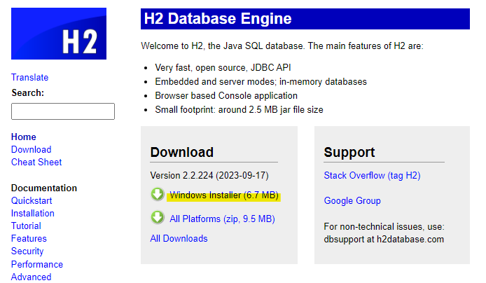 [H2 DB] H2 Database 설치 (Window ver)