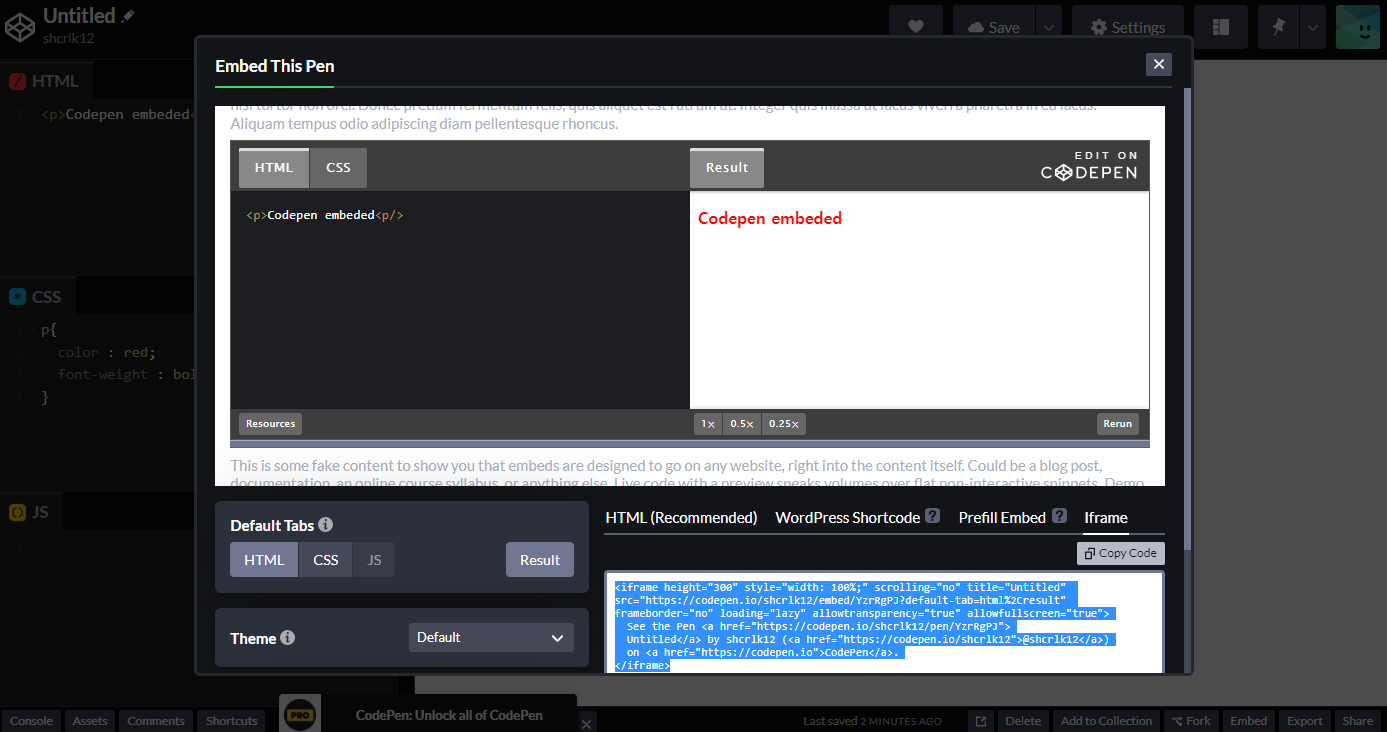 Velog에 Codepen Embed 방법