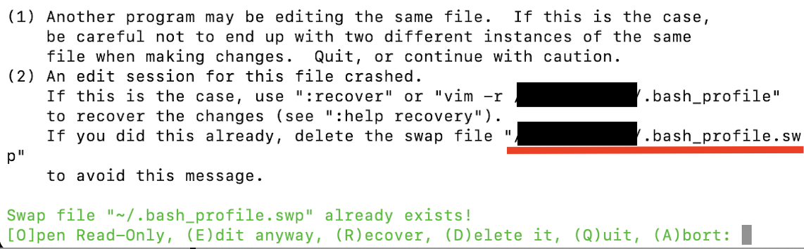 e325: attention 해결법