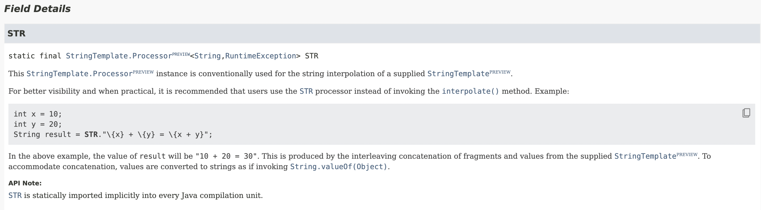 StringTemplate (Java SE 21 & JDK 21)