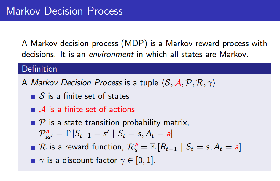 [개념정리] 2. Markov Decision Processes(MDPs)