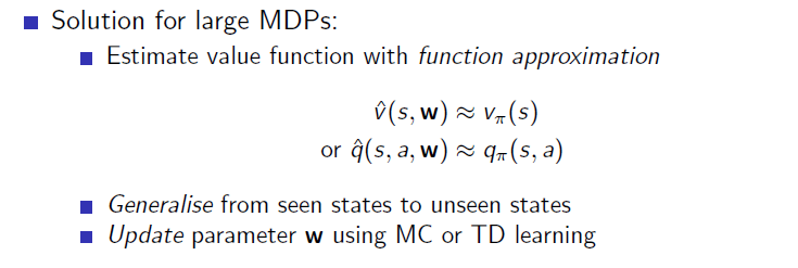 [개념정리] 6. Value Function Approximation