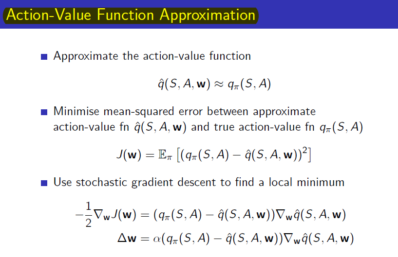 [개념정리] 6. Value Function Approximation