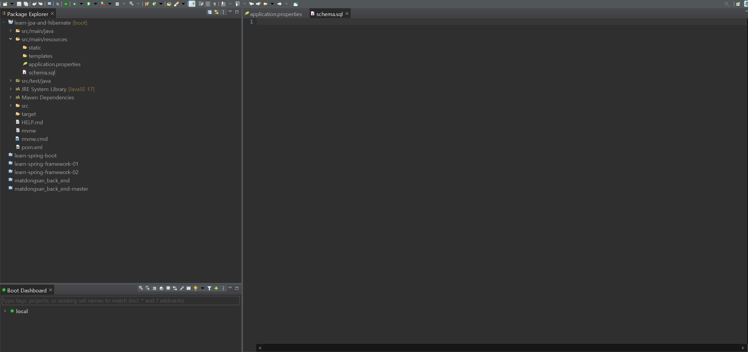 [Spring] Sts에서 sql파일 생성 후 Failed to create the part's controls 에러