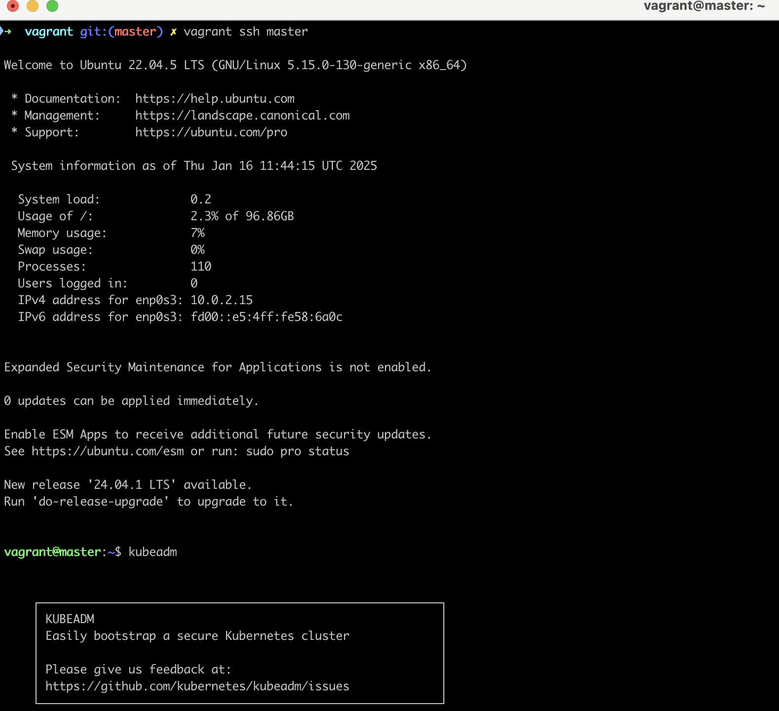 [IaC] Vagrant k8s master 설정 (macOS)