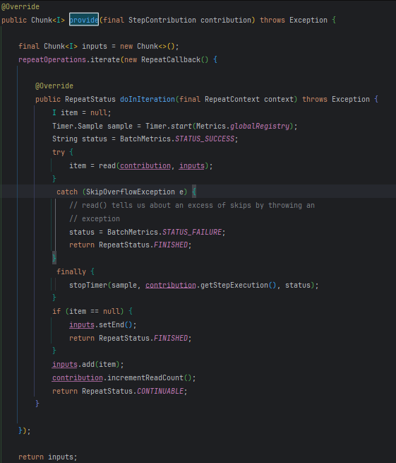 ChunkOrientedTasklet 무한 루프 문제 분석