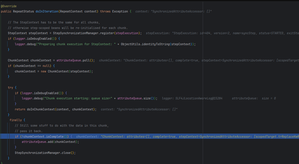 무한 루프 문제 해결하ChunkOrientedTasklet과 MyBatisPagingItemReader 디버깅
