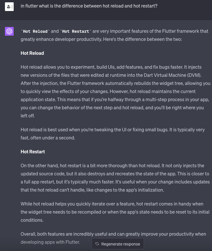 hot reload & hot restart 차이