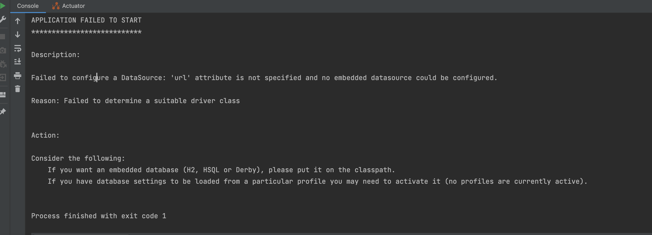 Failed to configure a DataSource 에러 해결