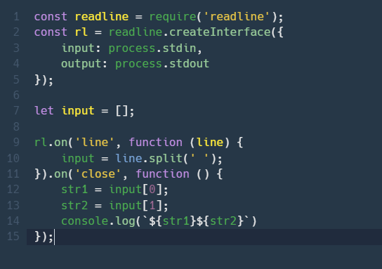 [프로그래머스] 코딩테스트 js Lv.0 문자열 붙여서 출력하기