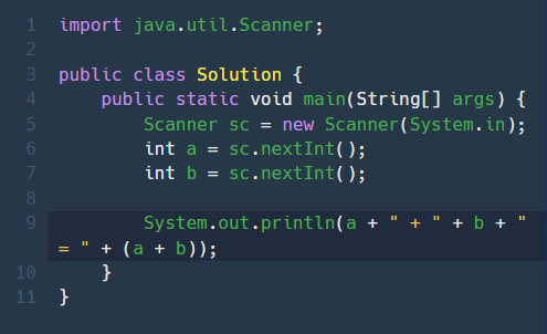 [프로그래머스] 코딩테스트 java Lv.0 덧셈식 출력하기