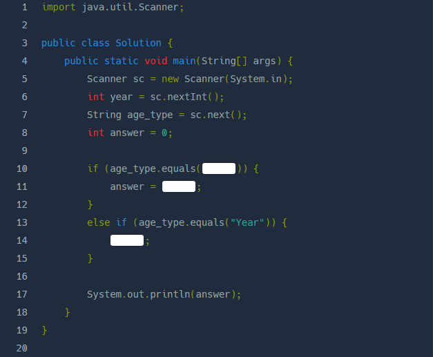 [프로그래머스] 코딩테스트 java Lv.0 나이 계산