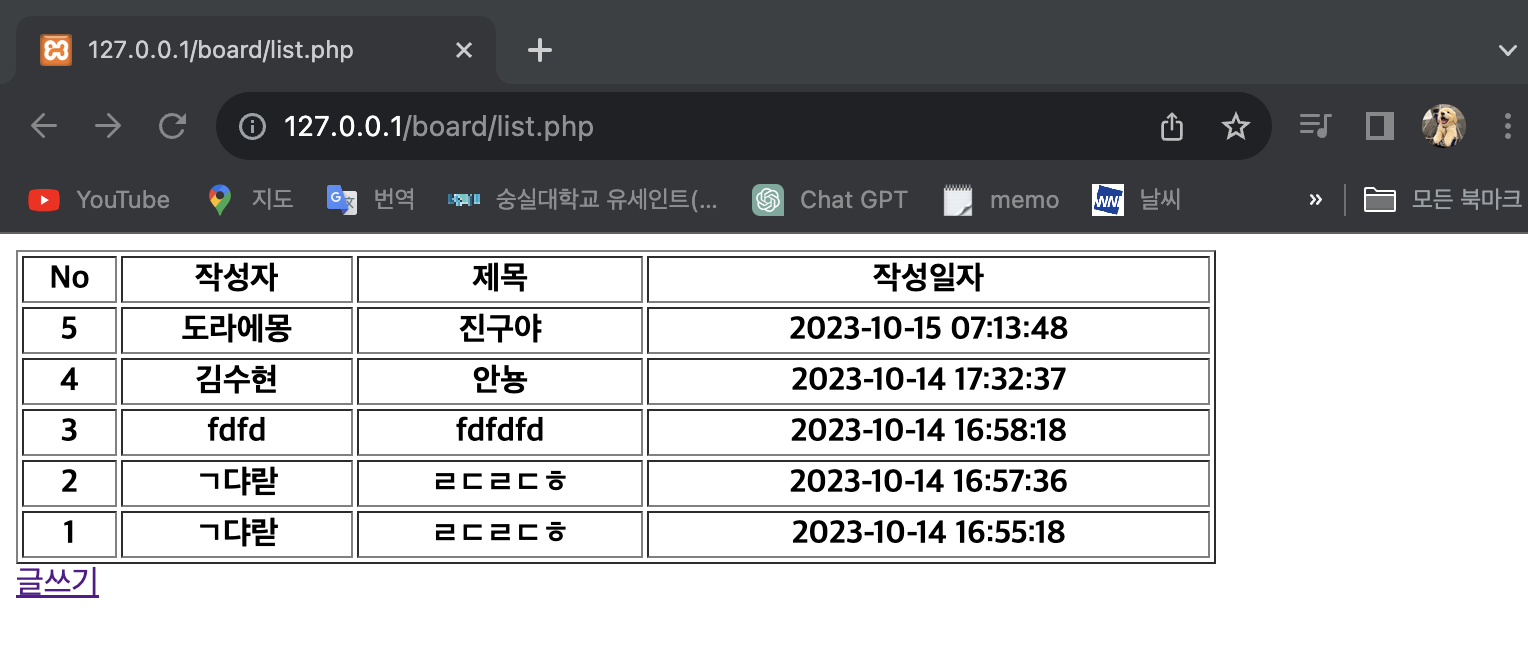 [PHP 7] MySQL 게시판 만들기 (1)