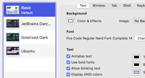 Setup macOS shell environments