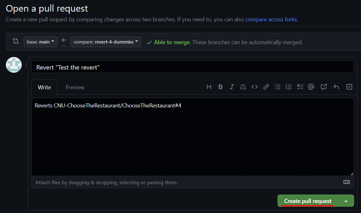 Github Pull Request Merge 후 취소하는 방법(Revert)