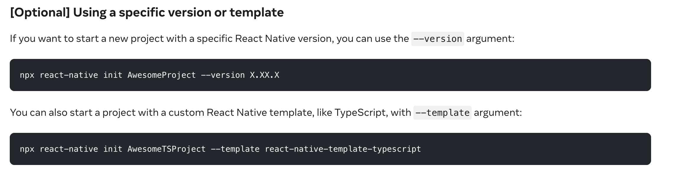 [React Native] Typescript 템플릿 적용해서 원하는 버전의 프로젝트 생성하기