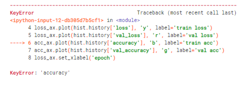 [Keras] KeyError : 'acc' 해결하기