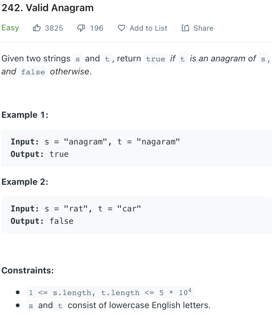 [Leetcode/C++] 242_Valid Anagram