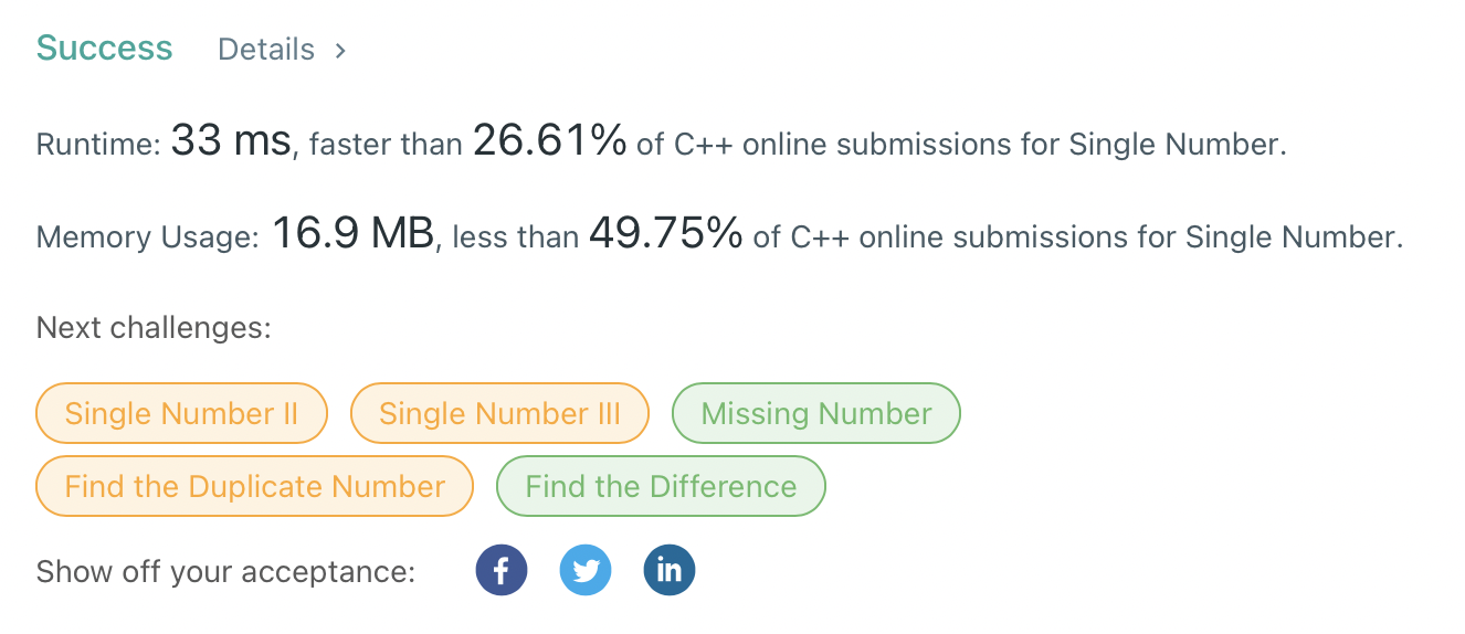 [Leetcode/C++] 136_Single Number