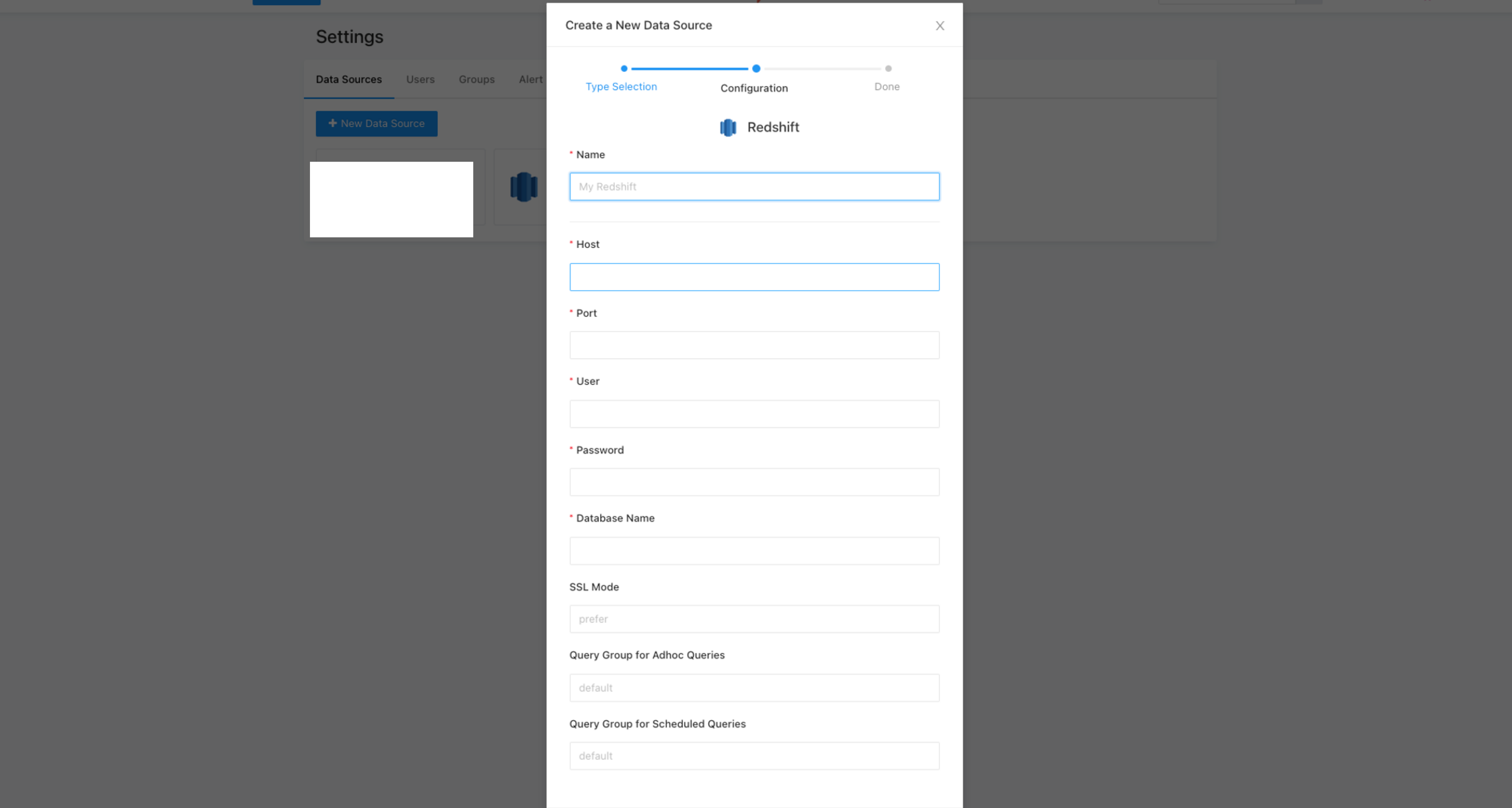 Redash Redshift 연결 방법