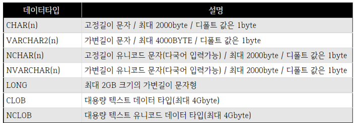 Oracle Data Type 