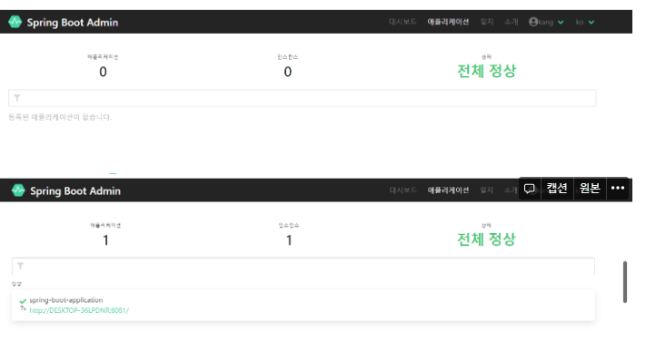어플리케이션 모니터링하기 Springboot Actuator Springboot Admin Server Client