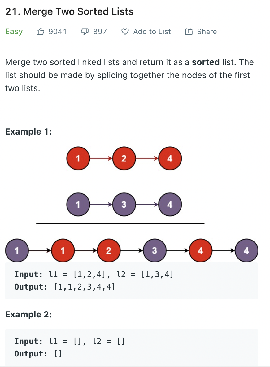 LeetCode 21 Merge Two Sorted Lists