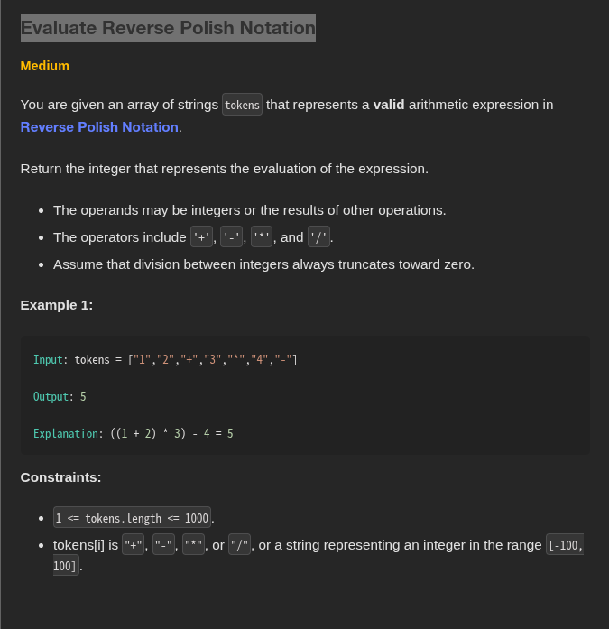 C++)Neetcode_Stack : Evaluate Reverse Polish Notation